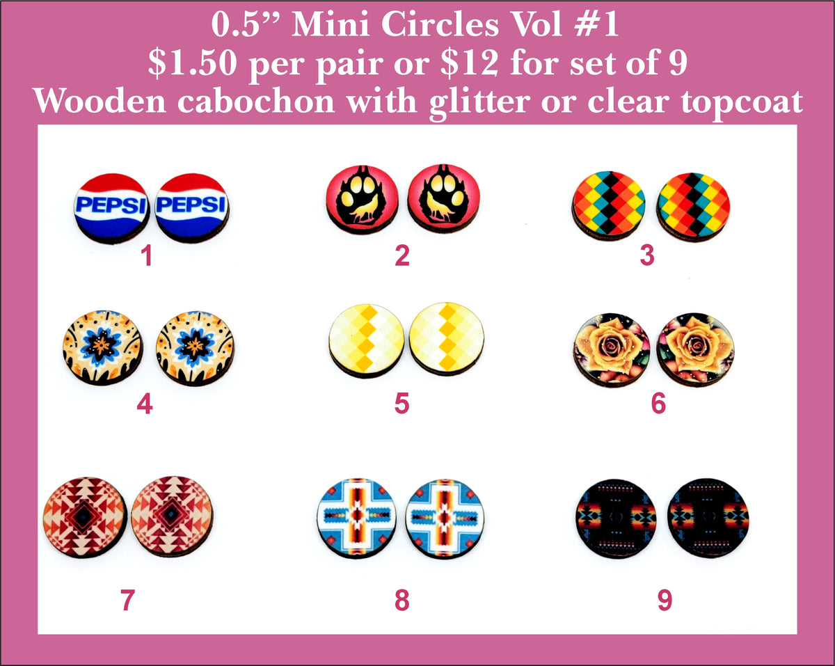 0.5'' Mini Circle Vol #1, Wood Cabochon – The Busy Beaver