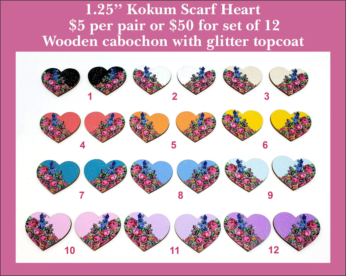 1.25'' Kokum Scarf Heart, Wood Cabochon – The Busy Beaver